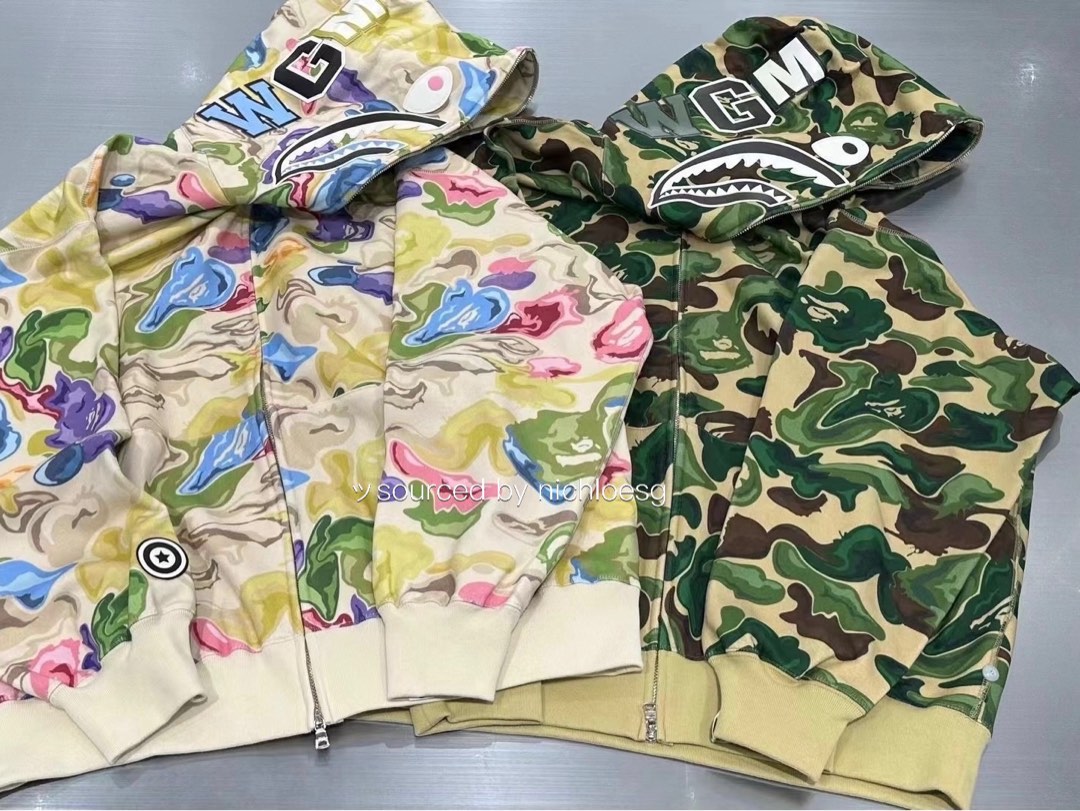 BAPE ART CAMO SHARK FULL ZIP HOODIE, Women's Fashion, Coats, Jackets ...