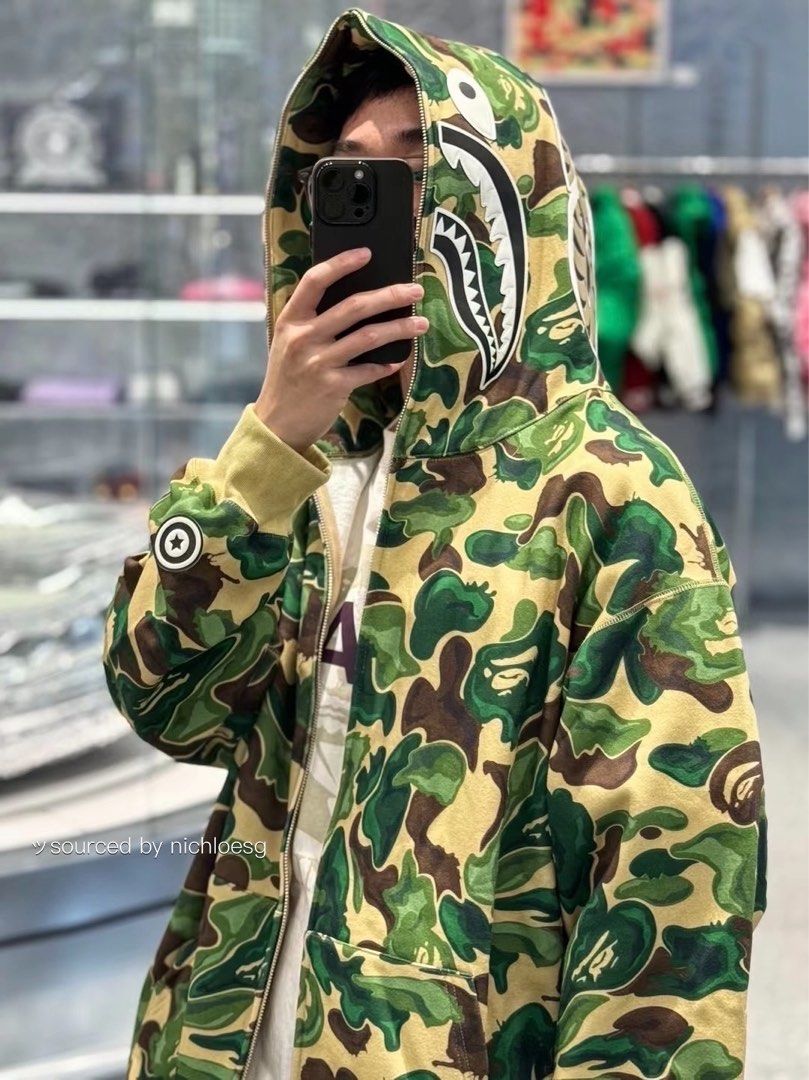BAPE ART CAMO SHARK FULL ZIP HOODIE, Women's Fashion, Coats, Jackets ...