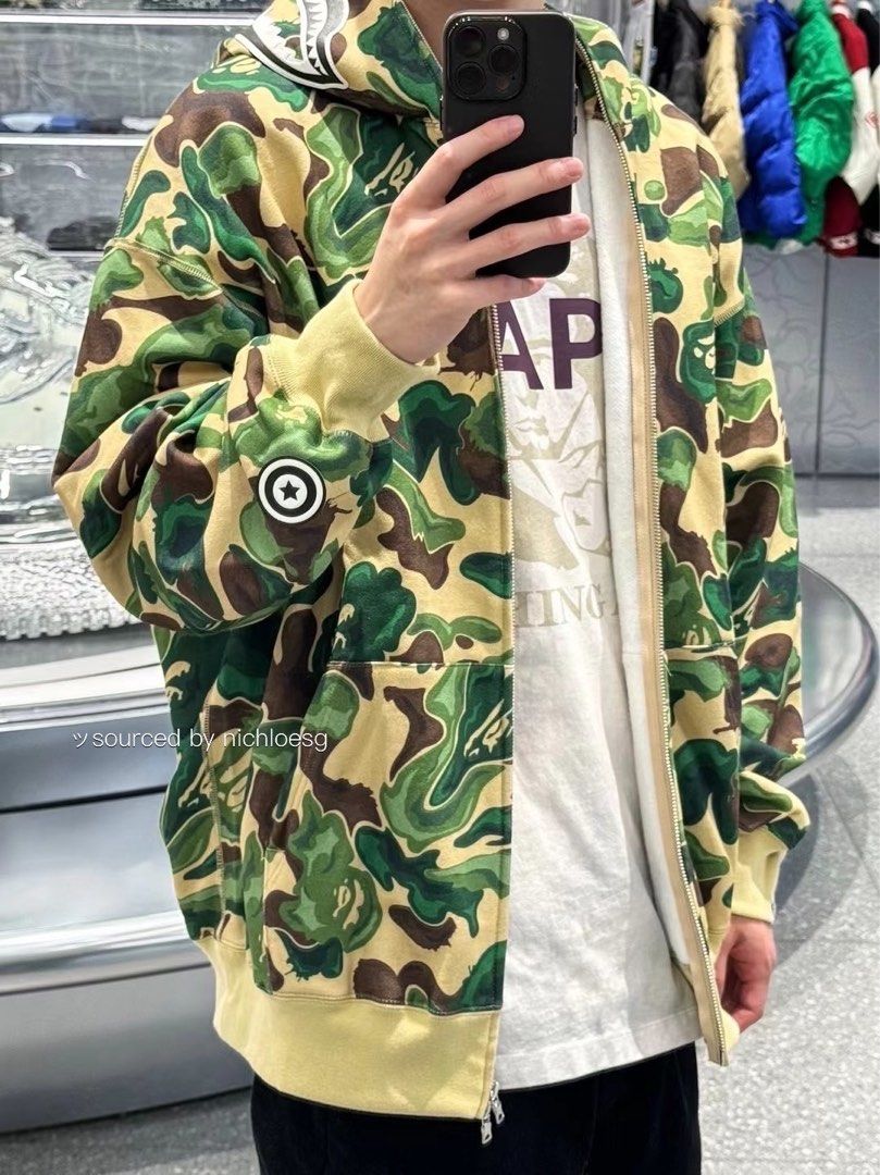 BAPE ART CAMO SHARK FULL ZIP HOODIE, Women's Fashion, Coats, Jackets ...