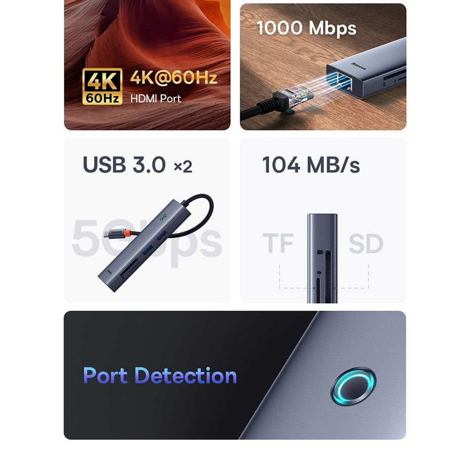 Baseus UltraJoy Series 4-Port / 5-Port / 6-Port /7-Port HUB Docking ...