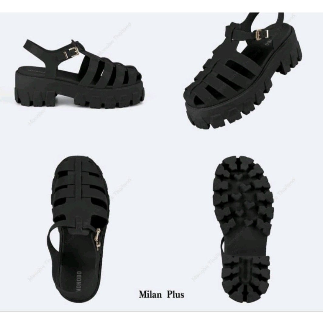 BKK MONOBO Milan Plus Sandals Black Warm White 36 37 38, Women's Fashion, Footwear, Sandals on ...