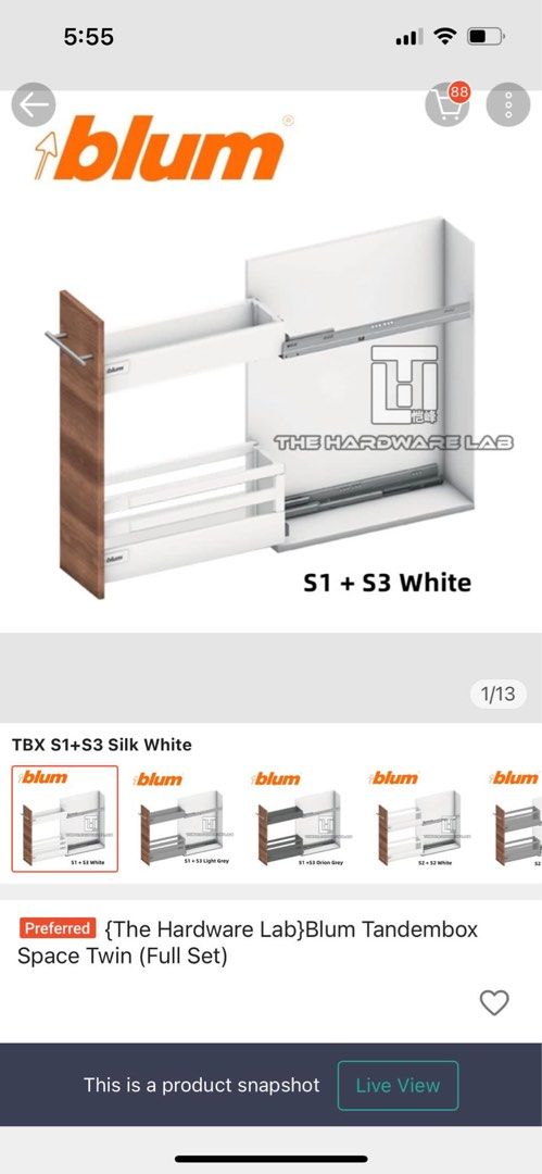 Blum Tandembox Space Twin (Full Set) Rack, Furniture & Home Living ...