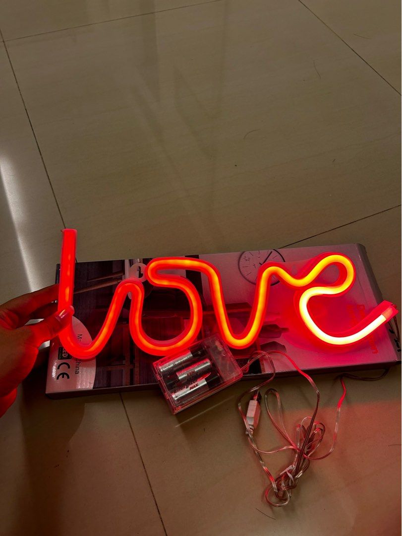 BNIB Led Neon Love Sign in Red, Hobbies & Toys, Stationery & Craft ...