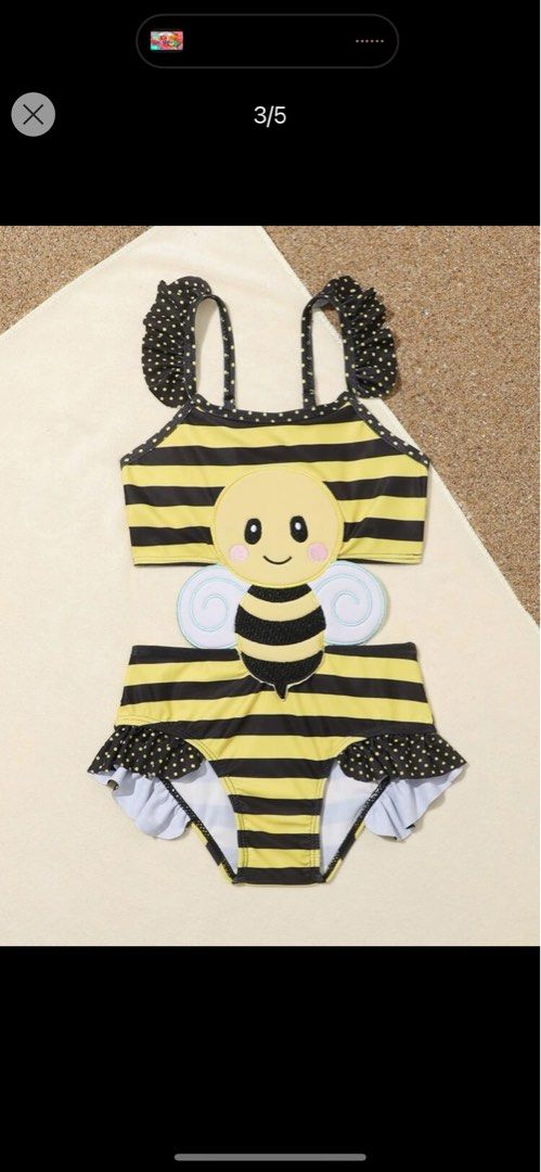 Bumble Bee Swimsuit, Babies & Kids, Babies & Kids Fashion on Carousell