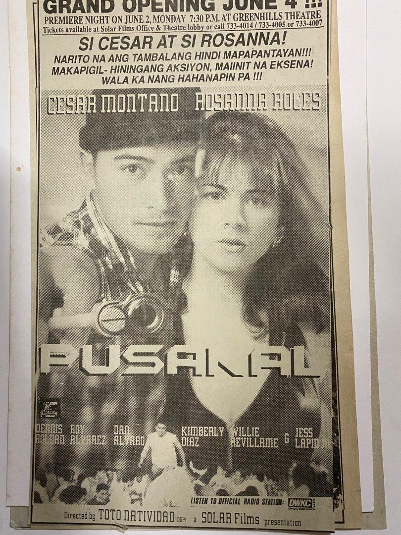 Cesar Montano Rosanna Roces PUSANAL - Willie Revillame - Old Newspaper ...