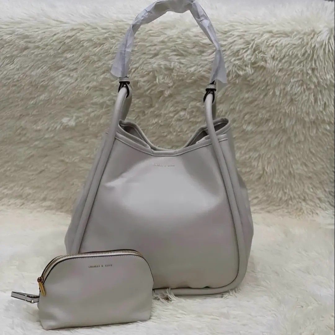 Charles & Keith Tubular Large Slouchy Tote Bag with Pouch, Women's ...