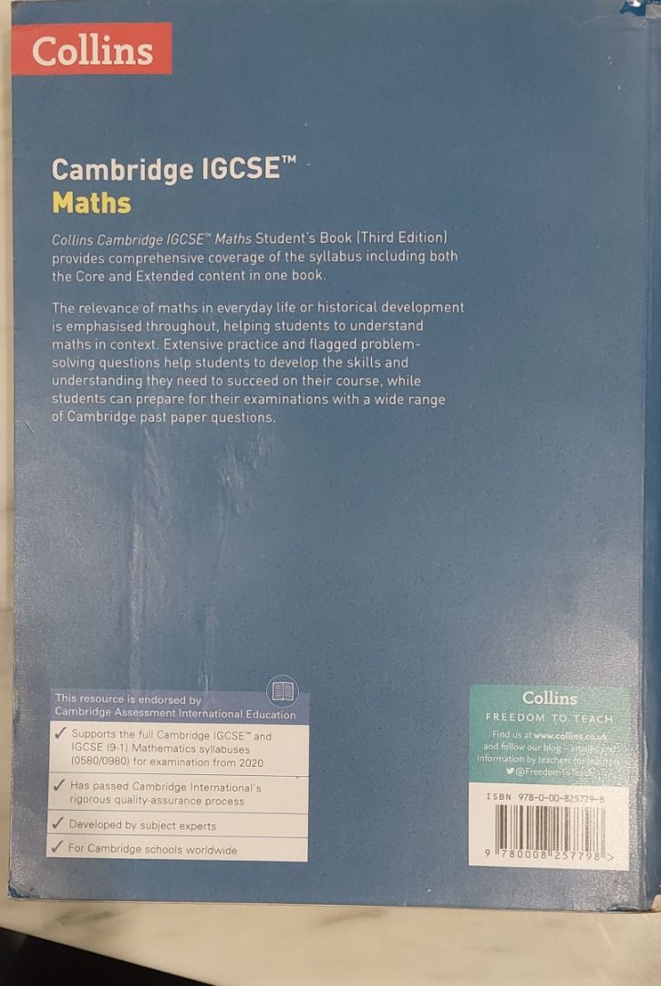 Collins Cambridge IGCSE Math's Year 10-11 Students book, Hobbies & Toys ...
