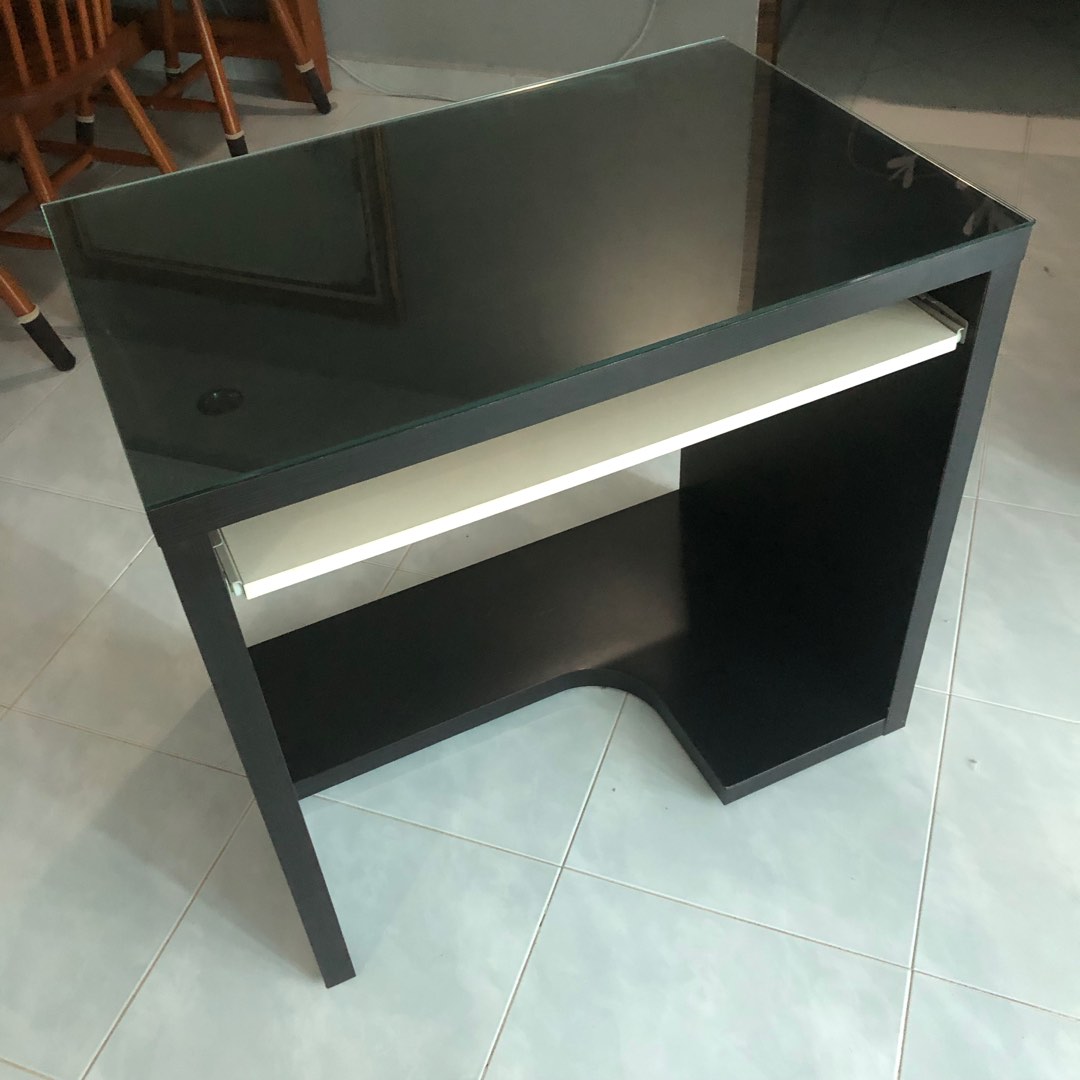 Computer table with top glass cover, Furniture & Home Living, Furniture ...