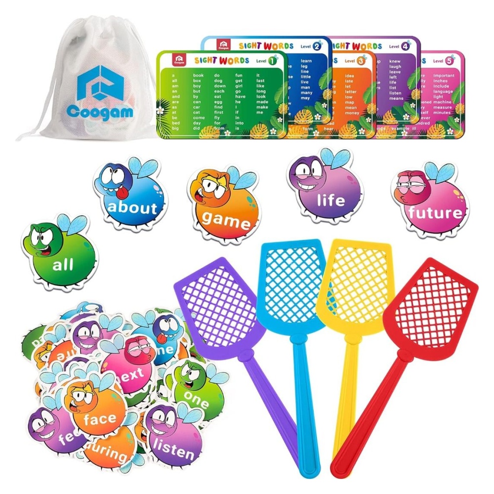 Coogam Sight Words Swat Game with 400 Fry Site Words and 4 Fly Swatters ...