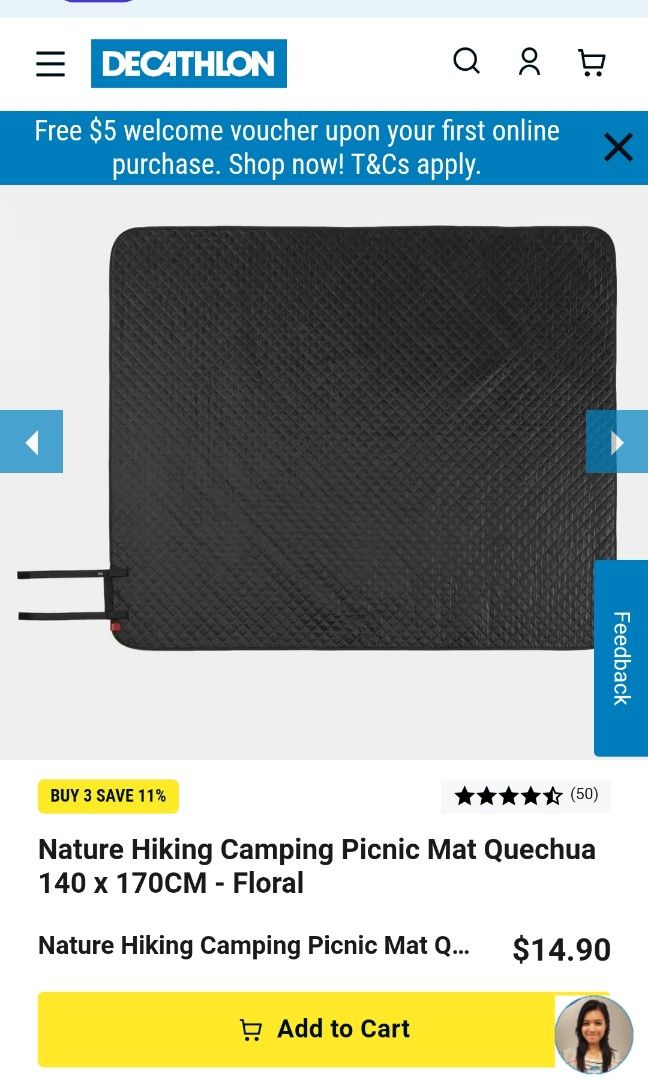 Decathlon Nature Hiking Camping Picnic Mat Quechua 140 x 170CM ...