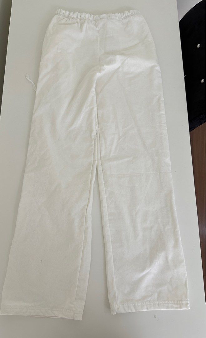 Linen Double Lined White Garterized Drawstring Pants, Women's Fashion ...