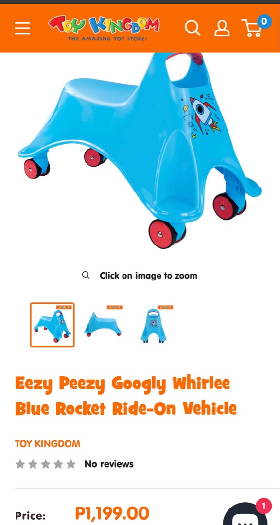 Eezy Peezy Googly Whirlee Blue Rocket Ride-On Vehicle, Babies & Kids, Infant Playtime on Carousell