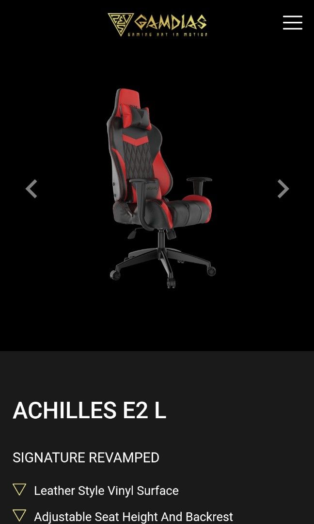 Gaming chair Gamdias Achilles kerusi gaming, Furniture & Home Living ...