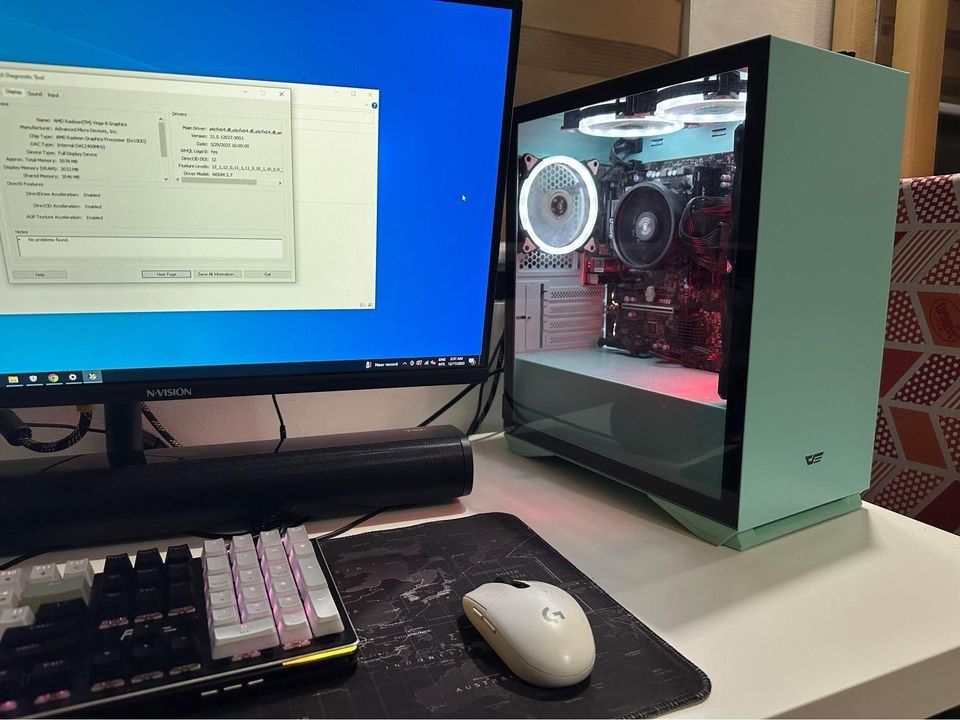 GAMING PC CYAN RYZEN 3 WITH TABLE, Computers & Tech, Desktops on Carousell