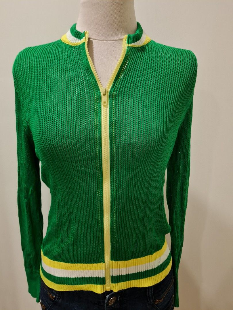 green yellow knit jacket, Women's Fashion, Coats, Jackets and Outerwear ...