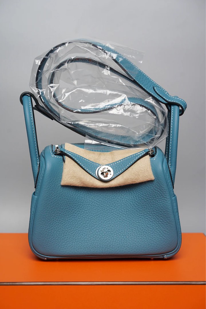 Hermes Mini Lindy in Blue Jean Phw, Luxury, Bags & Wallets on Carousell
