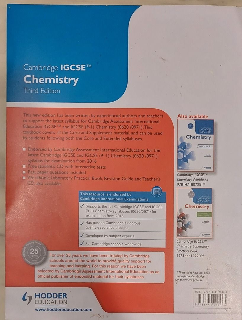 Hodder Education Cambridge IGCSE Chemistry Third Edition, Hobbies ...