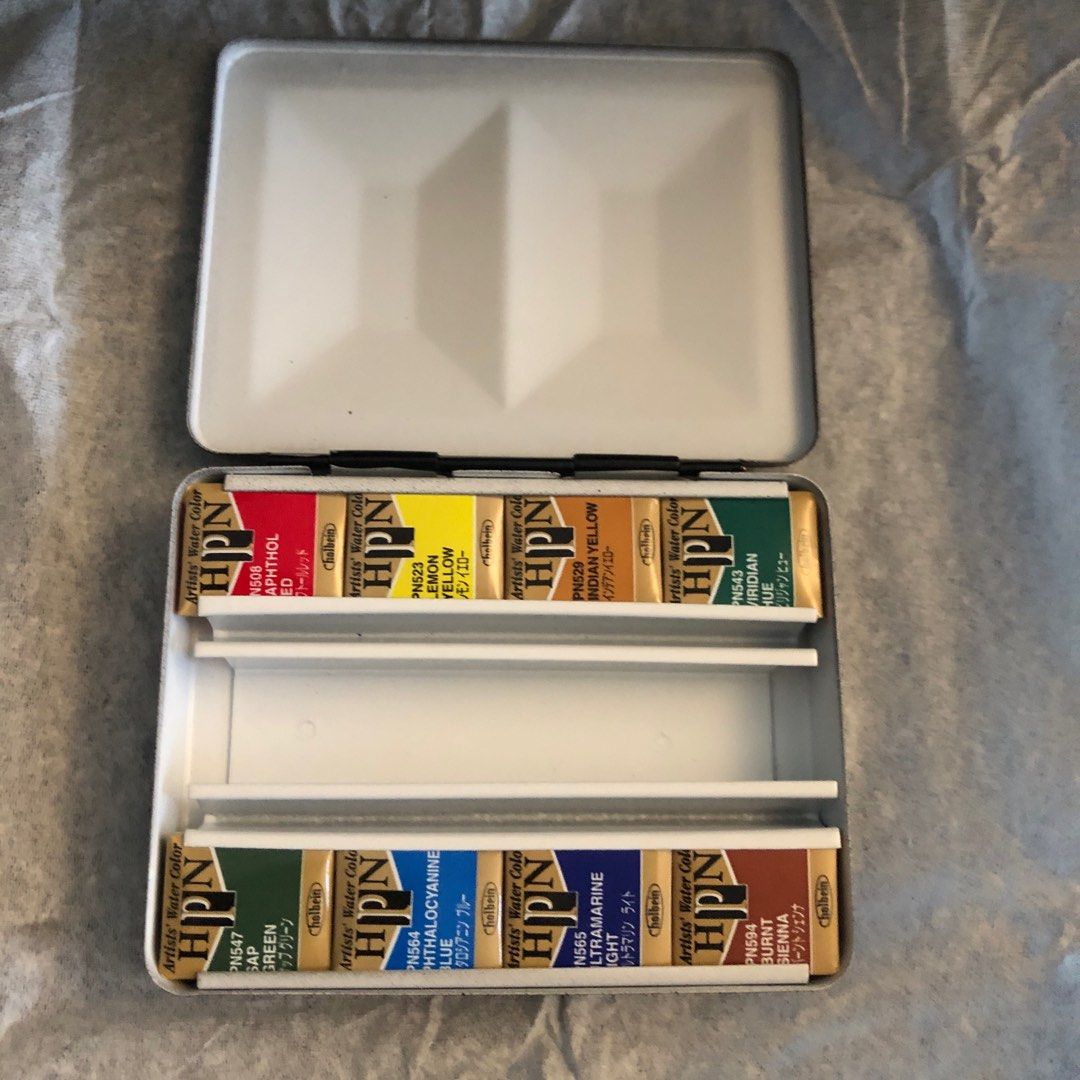 Holbein Artist Watercolour 8 half-pan Bijou metal tin box, Hobbies ...