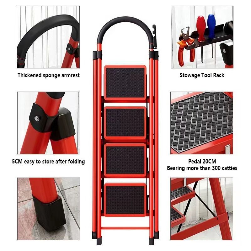 Household indoor folding ladder 5 bench ladder step ladder saves space ...