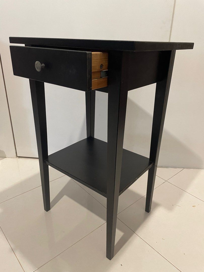 IKEA HEMNES Bedside table black brown 46x35cm Furniture Home Living Furniture Tables Sets on Carousell