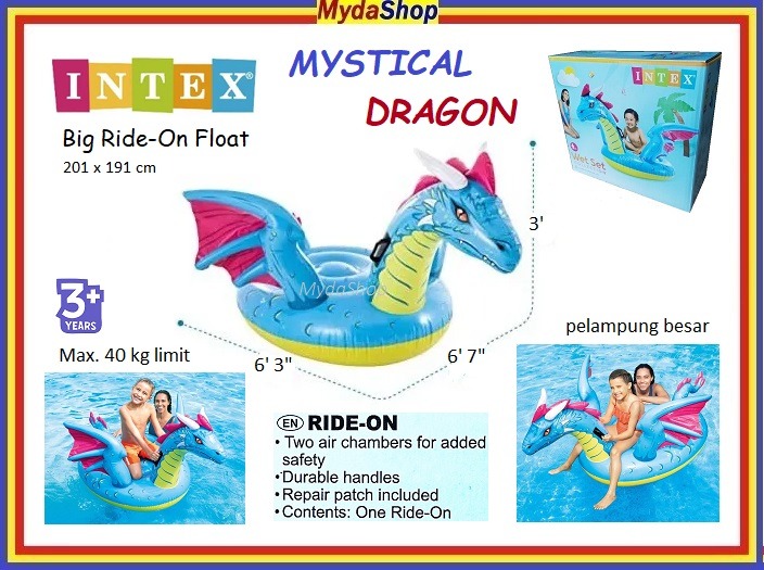 INTEX Swim Pool Ride-On Float MYSTICAL DRAGON. Pelampung NAGA, Sports ...