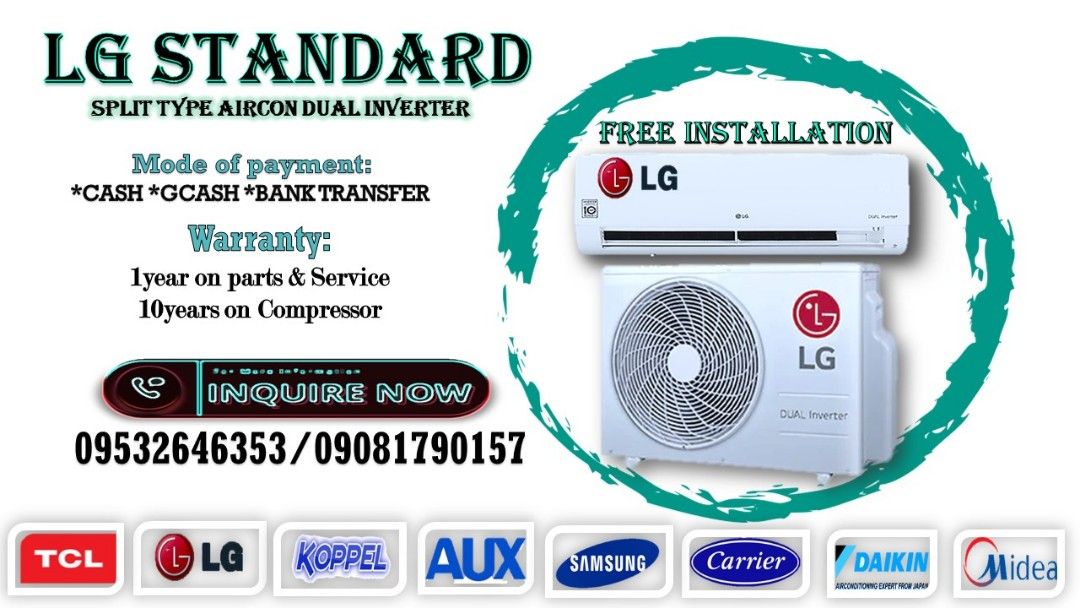 LG DUAL INVERTER SPLIT TYPE AIRCON SPLIT TYPE DUAL INVERTER FREE ...