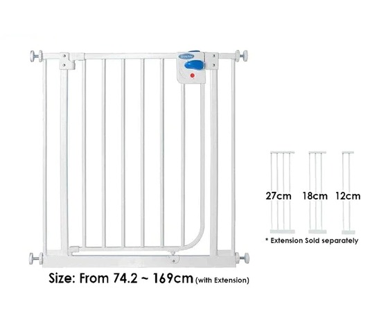 [Lucky Baby] SG03 Smart System Swing Back Steel Gate - White (+ 12cm ...
