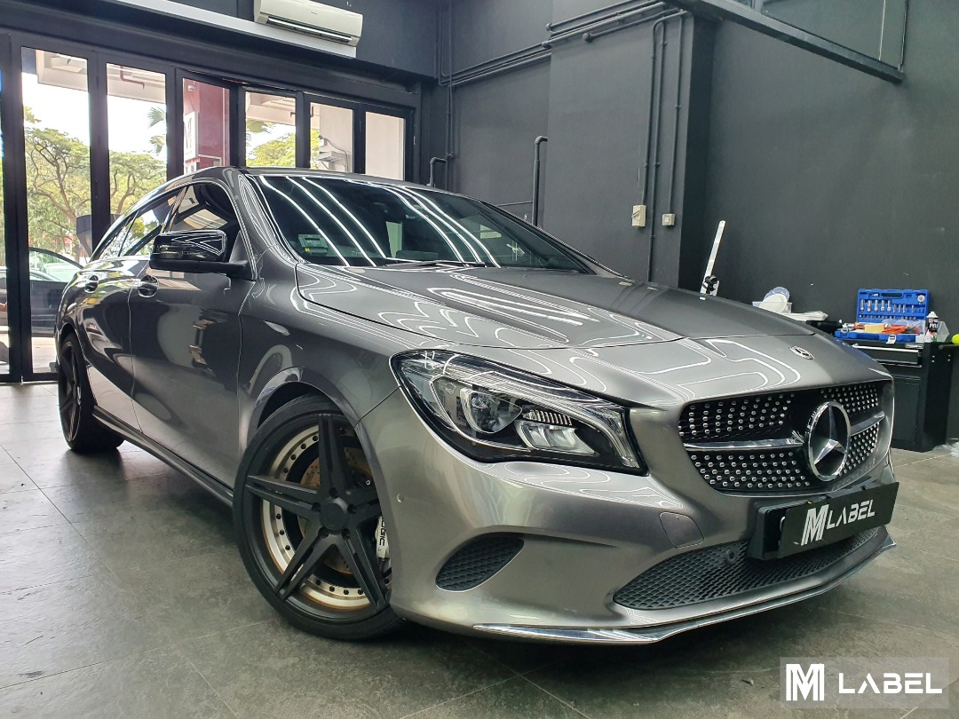 Mercedes-Benz CLA Shooting Brake Full Vinyl Wrap - PET Liquid Metal ...