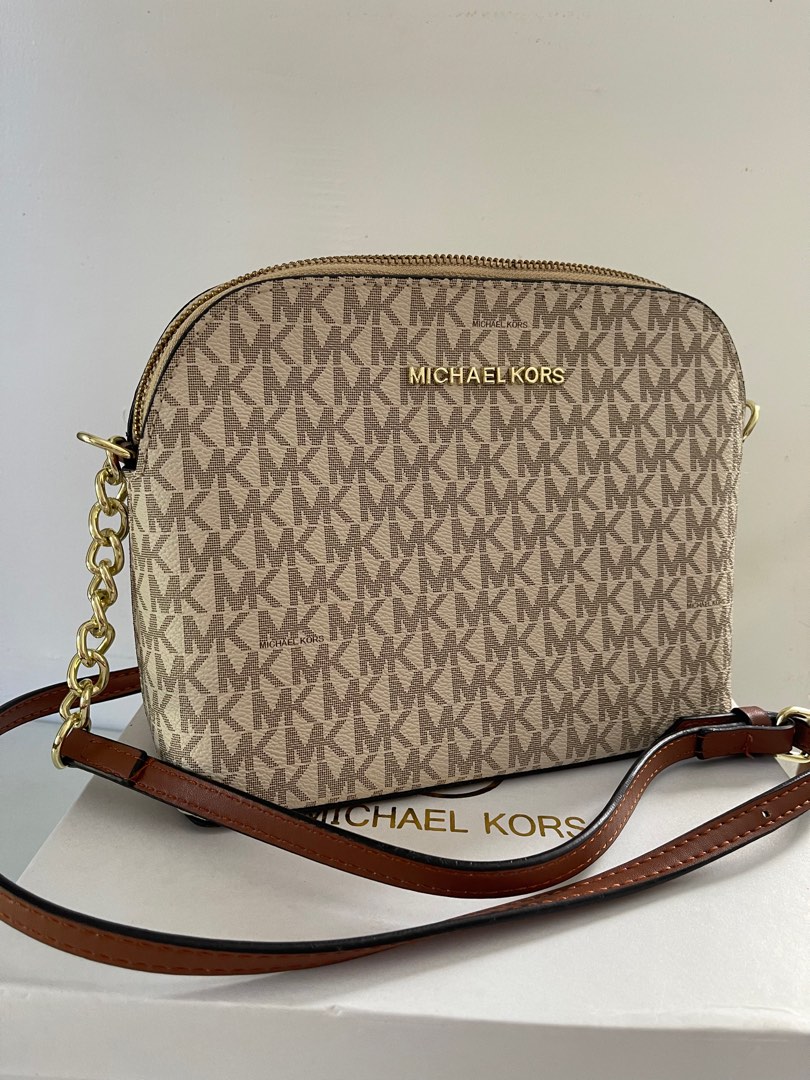 MK Dome Crossbody Bag in Cream, Women's Fashion, Bags & Wallets, Cross ...