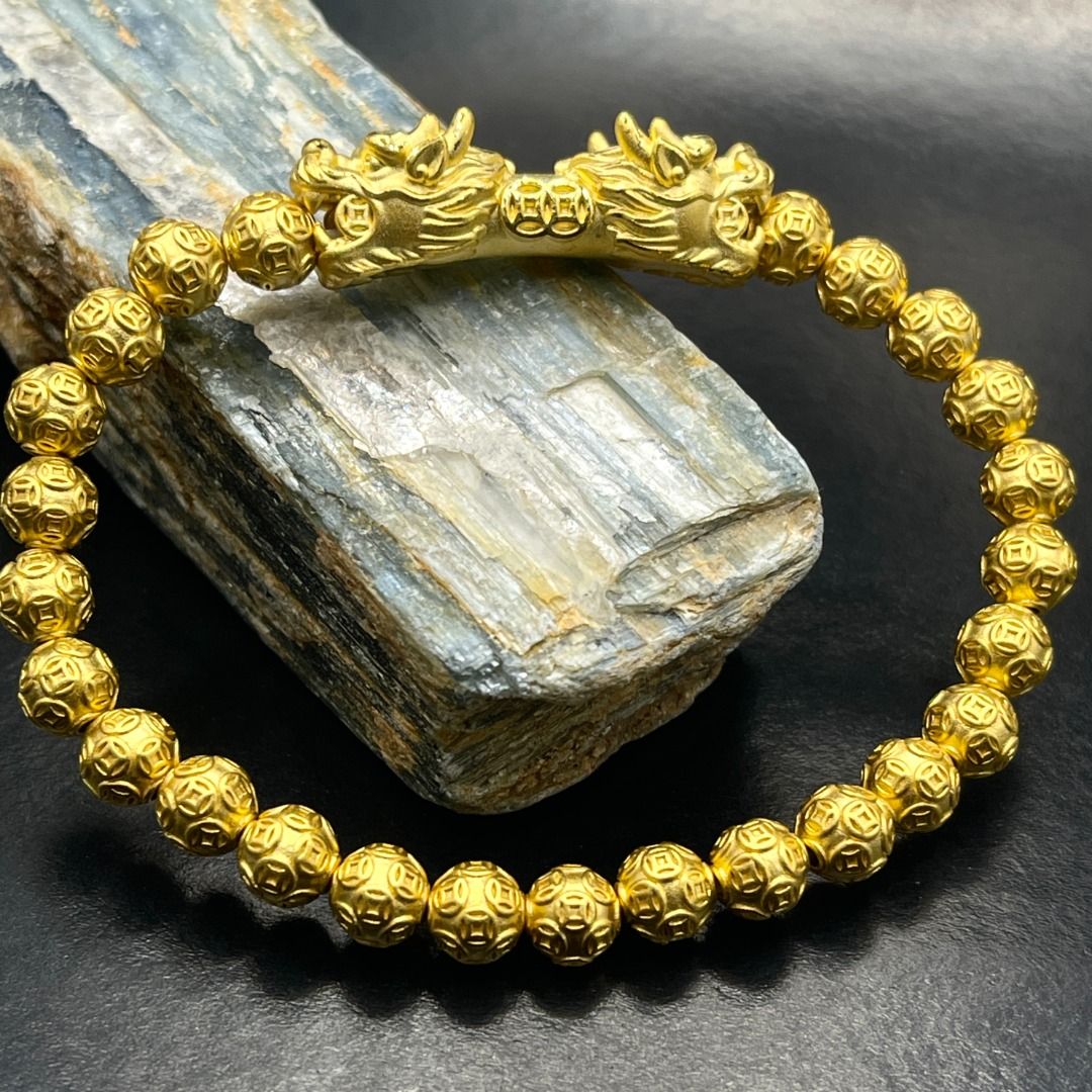 Money Catcher Real 24K Gold Catching I-ching Coin Double Dragon, Lucky ...