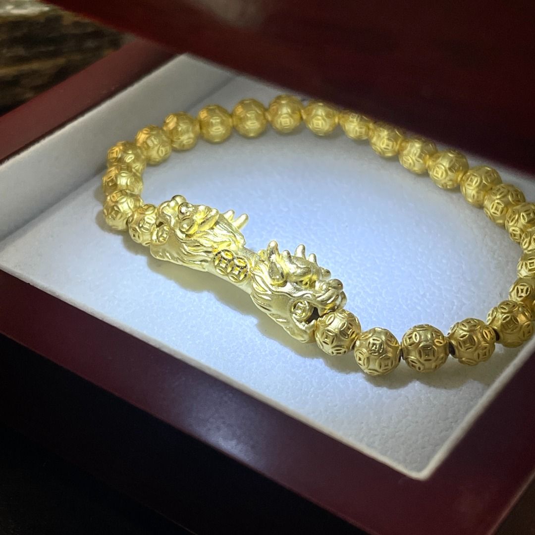 Money Catcher Real 24K Gold Catching I-ching Coin Double Dragon, Lucky ...