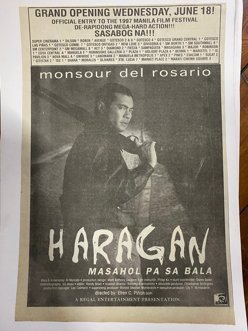 monsour del rosario as Harangam masahol pa sa Bala - Old Newspaper Movie Ad Clippings Tagalog ...