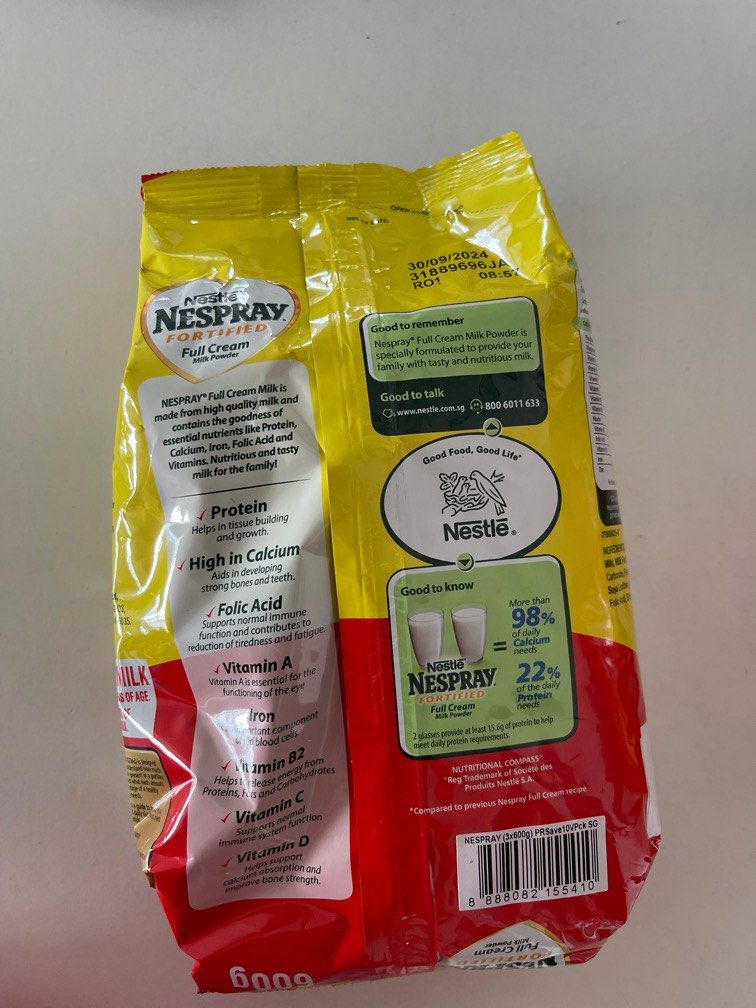 Nestle Nespray fortified full cream milk powder, Health & Nutrition ...