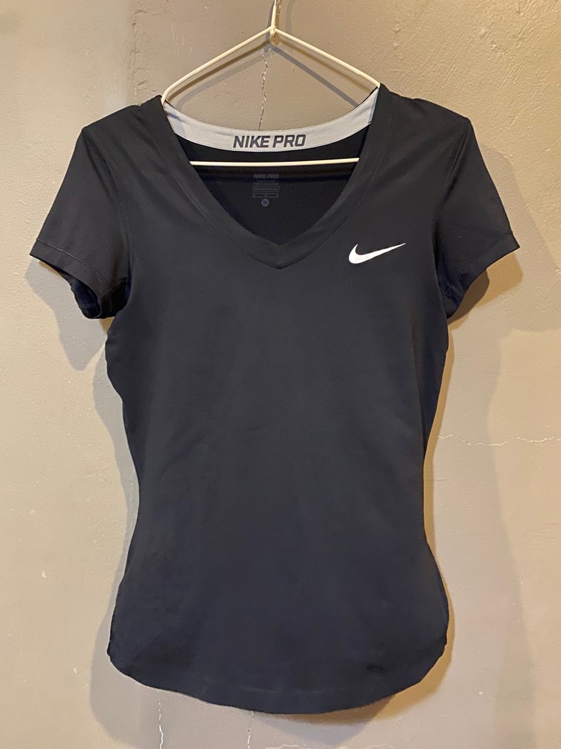Nike Pro V-Neck Top, Women's Fashion, Activewear on Carousell