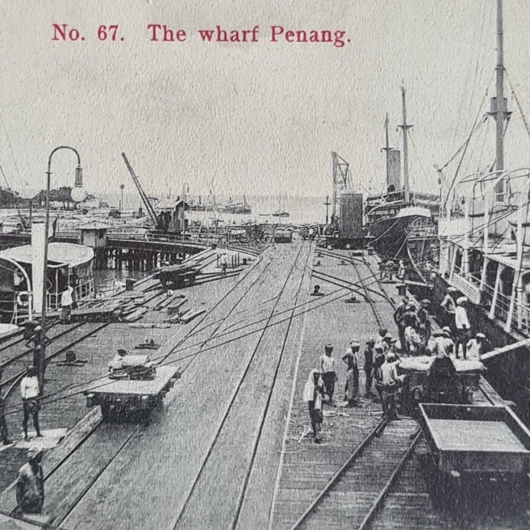 Old Picture postcard The Wharf Penang Penang Harbour 1904-5 ...