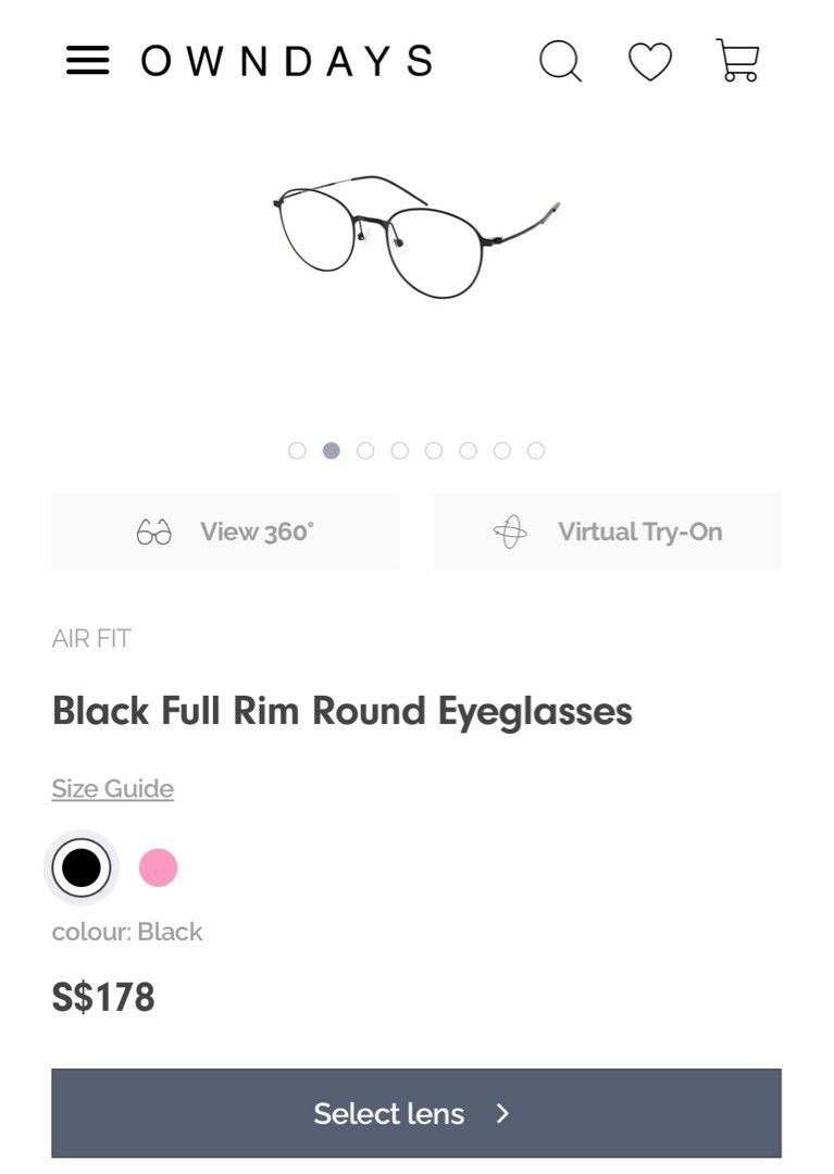 Owndays AIRFIT Frame Black , Women's Fashion, Watches & Accessories ...