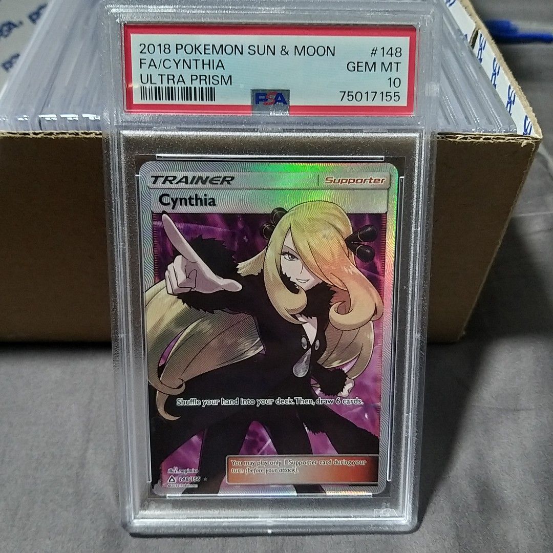 Pokemon Ultra Prism Cynthia Full Art FA PSA 10 GEM Mint Slab, Hobbies ...