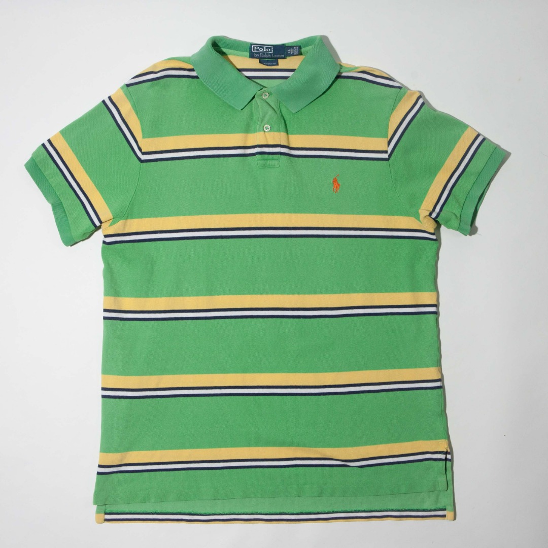 Ralph Laure Green Stripes Polo Shirt, Men's Fashion, Tops & Sets ...
