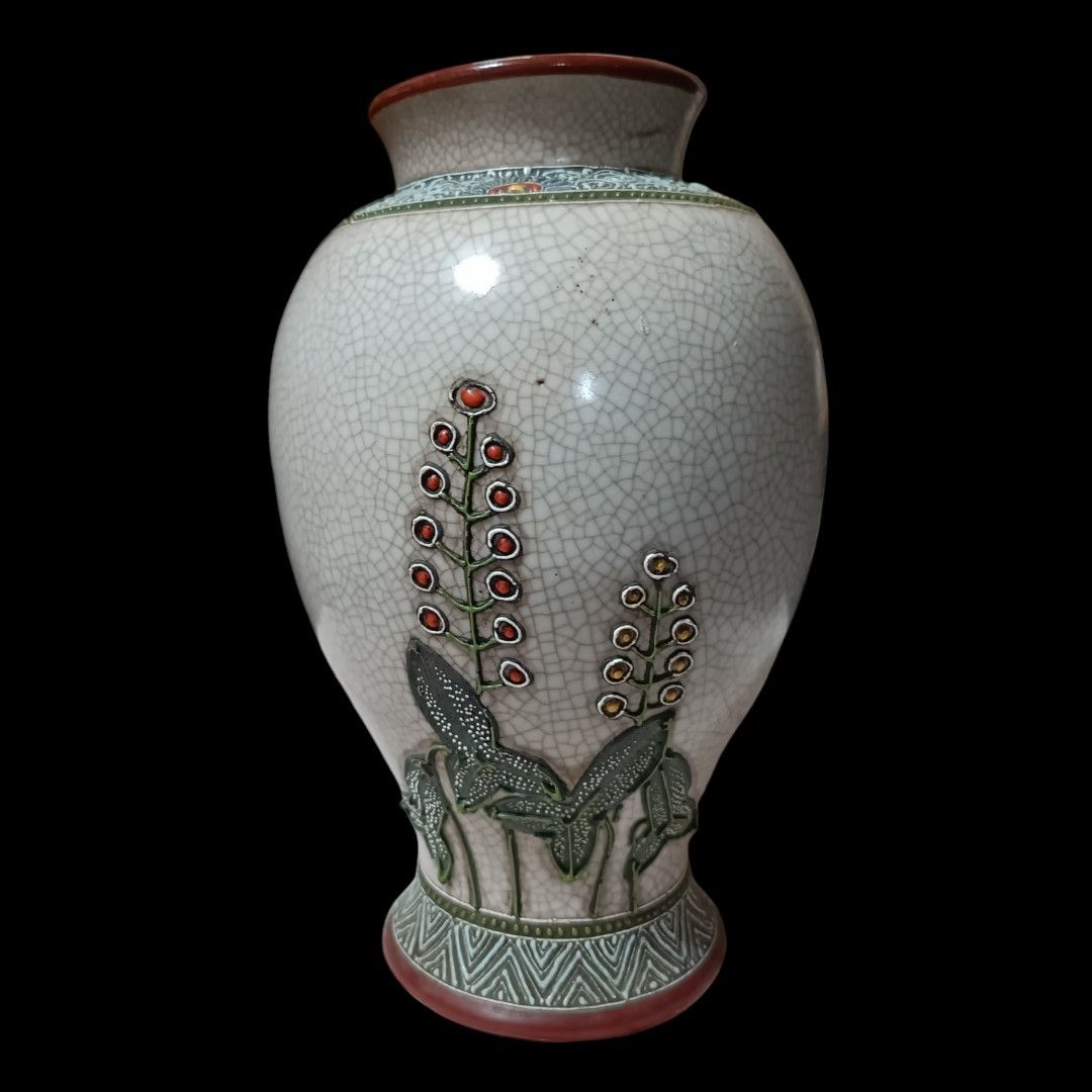 RARE 9.5" Antique Meiji Period Kyoto Ware Vase by Miyanagi Tozan ...