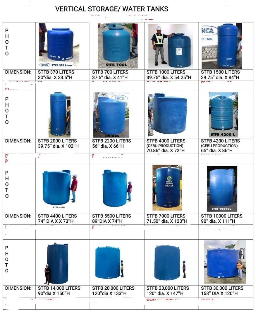 TANK TANKS CISTERN CISTERNS VERTICAL HORIZONTAL WATER STORAGE SEPTIC Linear Low Density ...