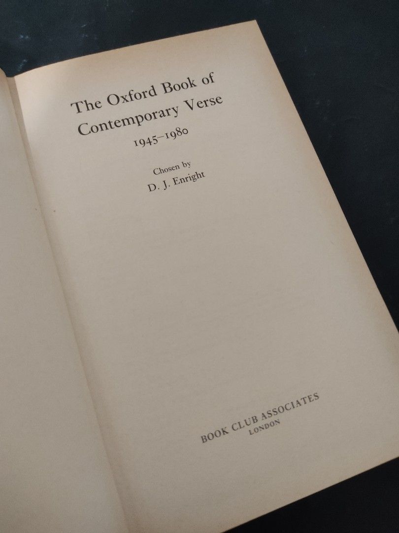 The Oxford Book of Contemporary Verse 1945-1980 by Enright (1980 Ed ...