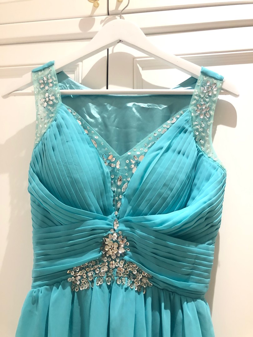 Turquoise Evening Gown, Women's Fashion, Dresses & Sets, Evening ...