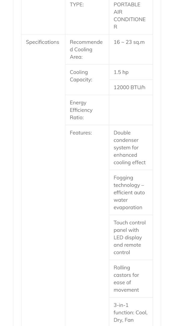 Union Portable Aircon 1.5 hp, Furniture & Home Living, Furniture, Other ...