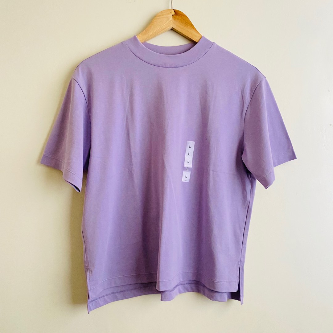 Uniqlo Airism Purple Mock Neck Top, Women's Fashion, Tops, Shirts on ...