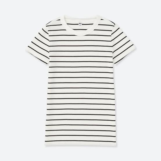 UNIQLO Ribbed Border Crew Neck, Women's Fashion, Tops, Shirts on Carousell