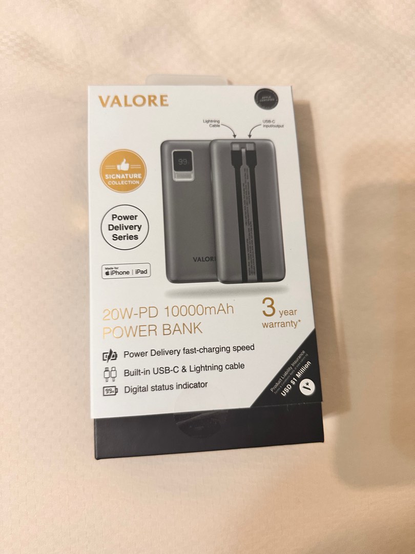 Valore PD20 10000mAh 20W Power Bank MFI Lightning + USB C, Mobile ...