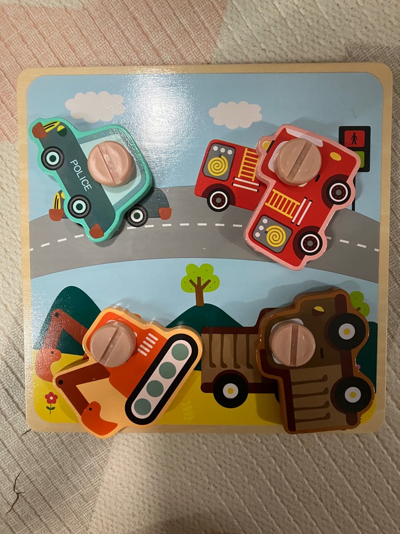 Vehicles Wooden Fixed on Screw Assembly / Hands On Puzzle / Motor Skill ...