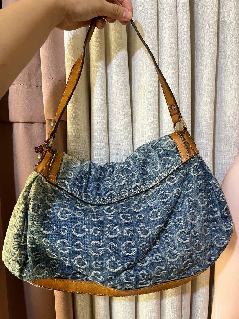 VINTAGE GUESS DENIM HANDBAG, Women's Fashion, Bags & Wallets, Shoulder ...