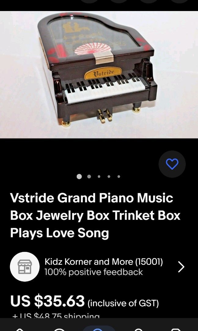 Vstride piano musical jewellery box from SIA design, Women's Fashion ...
