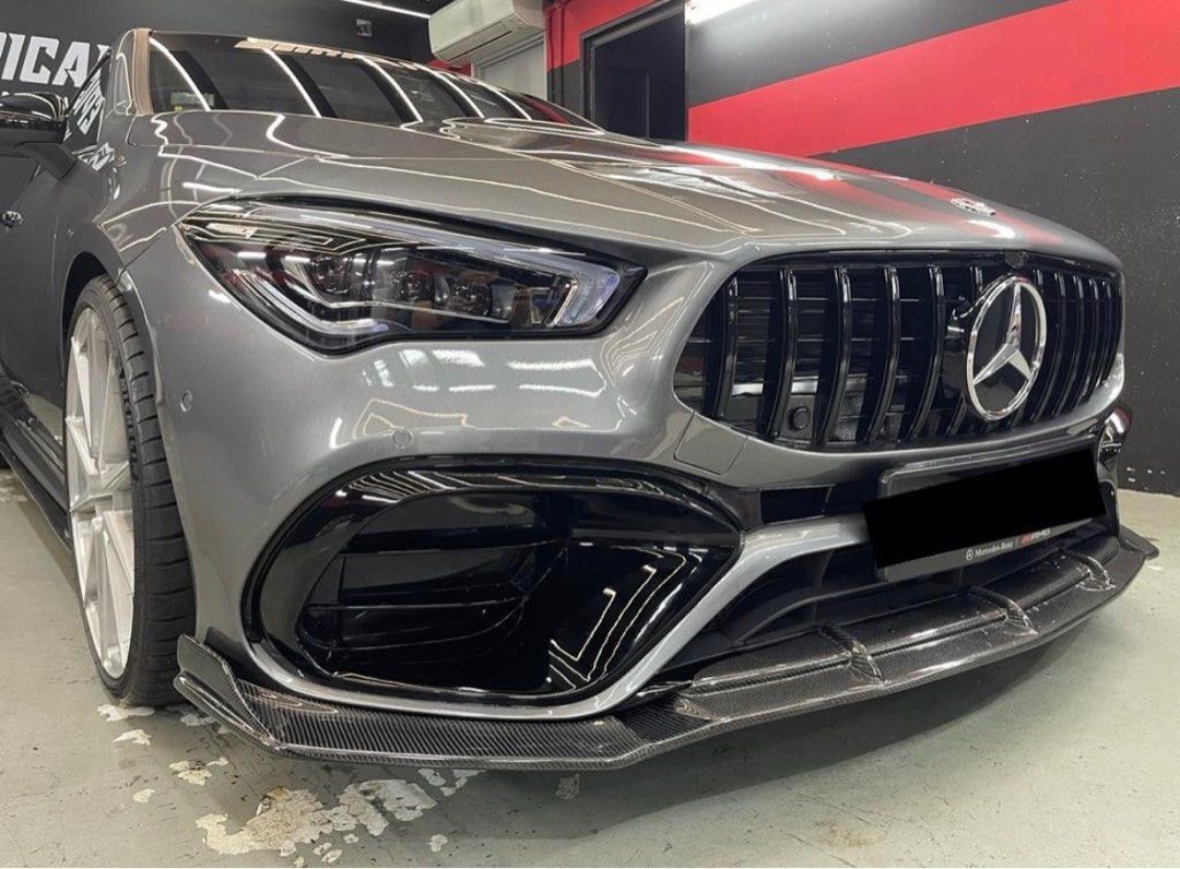 W118 CLA45 Carbon Fibre Front Lip, Side Lip, Spoiler for CLA AMG line ...